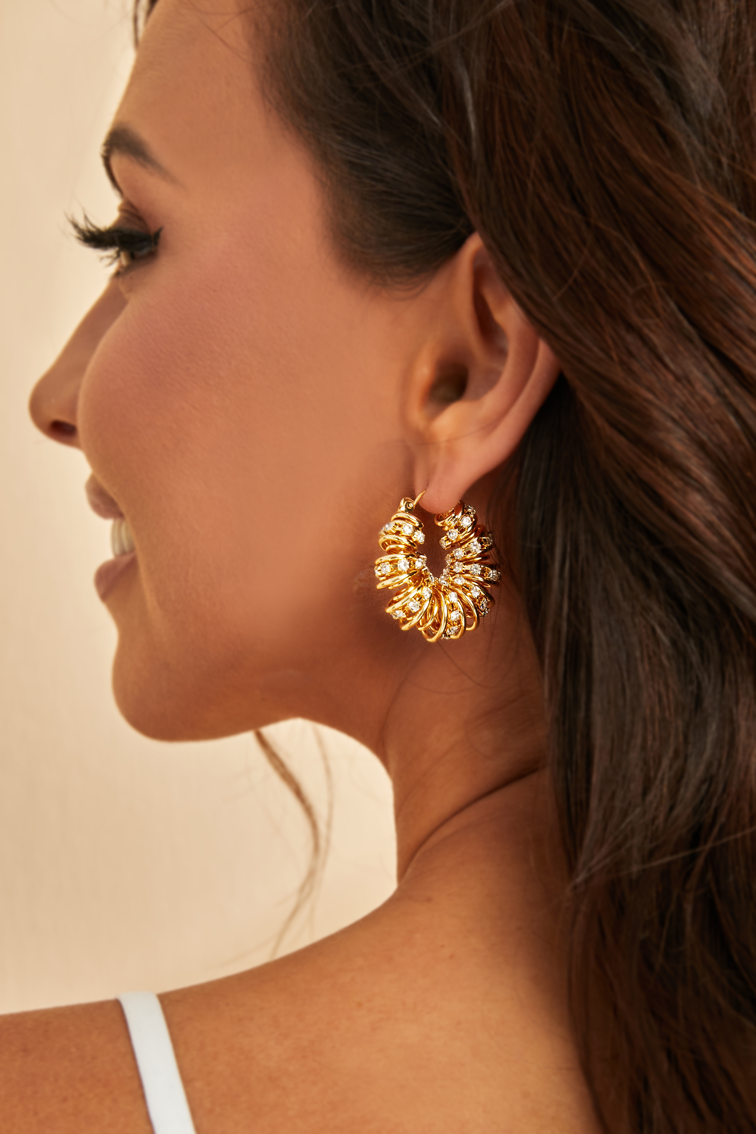 Clear Crystal Gold-Tone Hoops