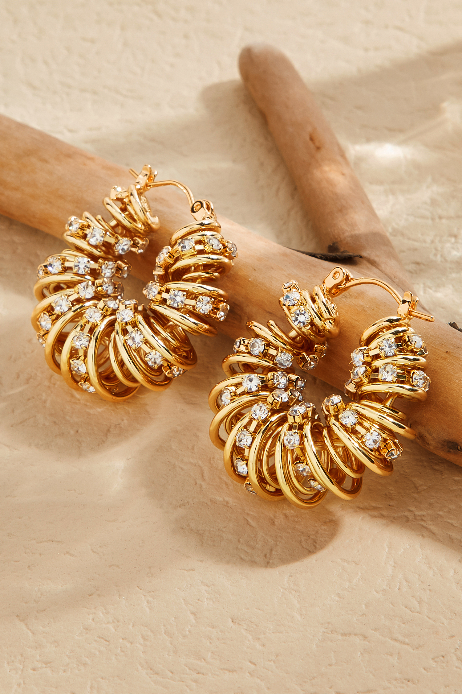 Clear Crystal Gold-Tone Hoops
