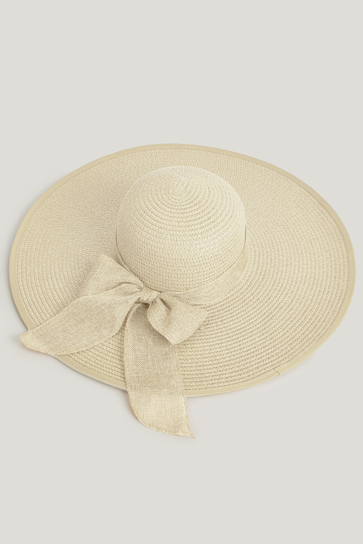 Tonal Bow Floppy Straw Hat