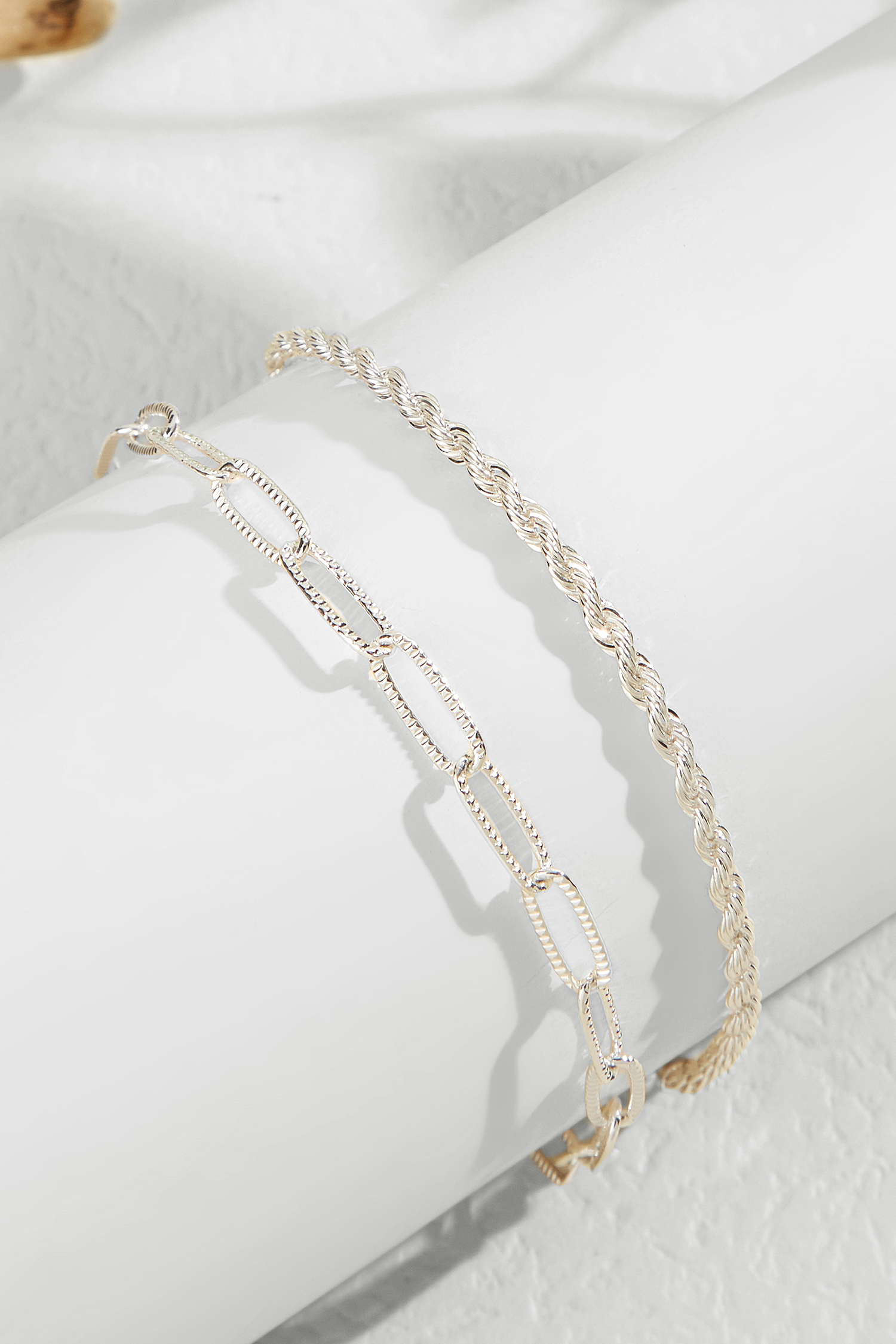 Silver-Tone Chain Bracelet Set