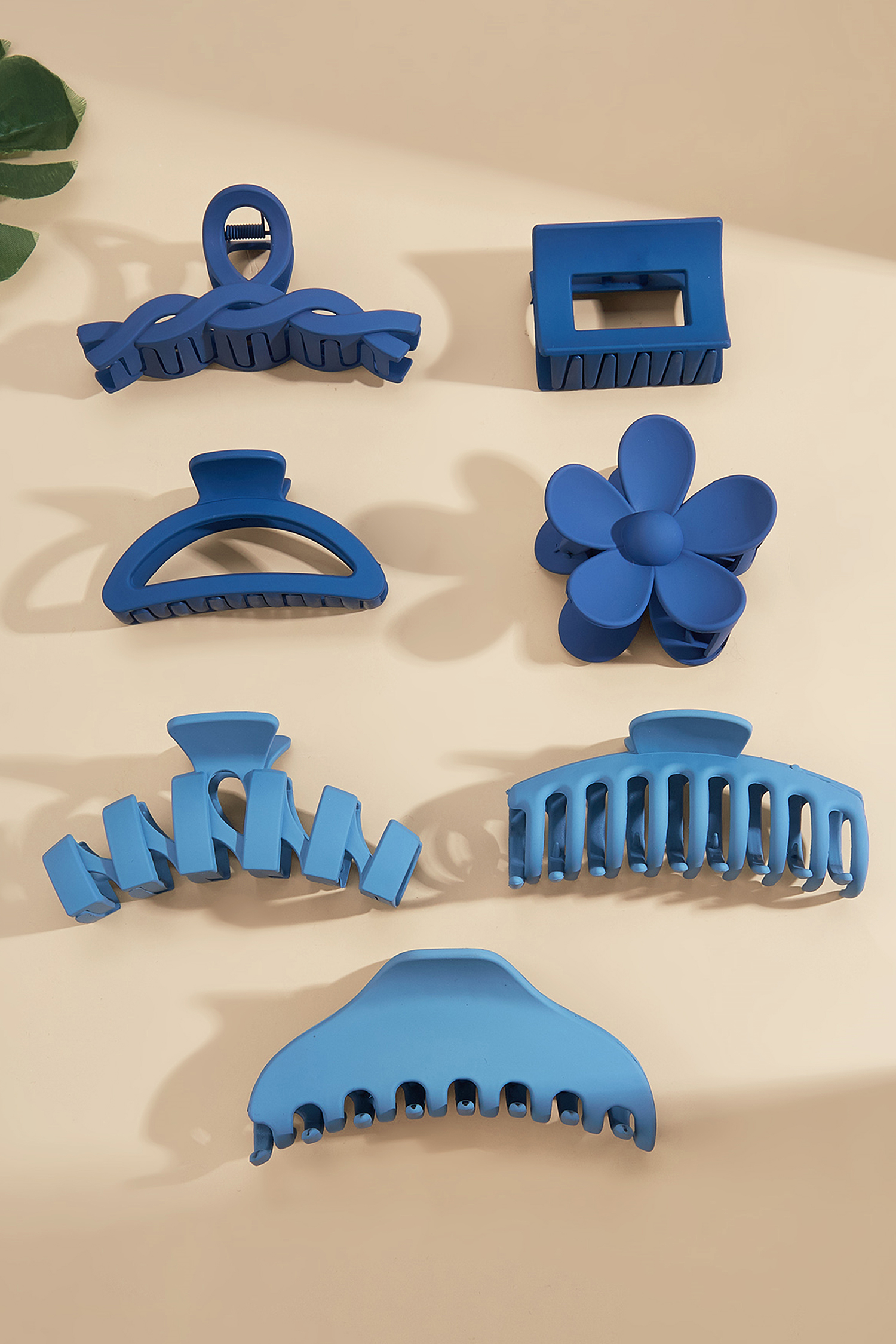 Blue Floral Hair Claw Clip Set