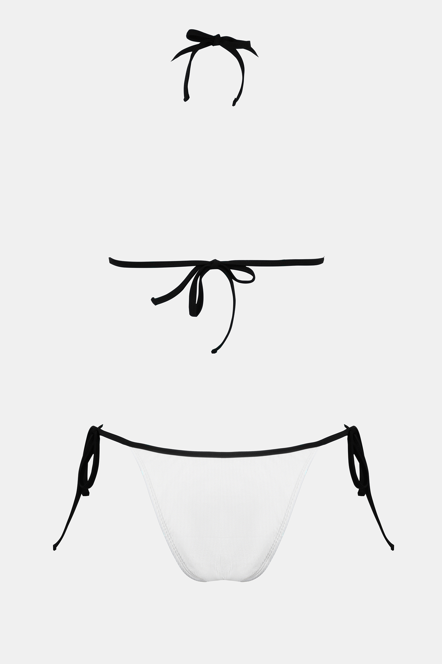 Ribbed Ink Triangle Bikini Top & String Bottoms Set