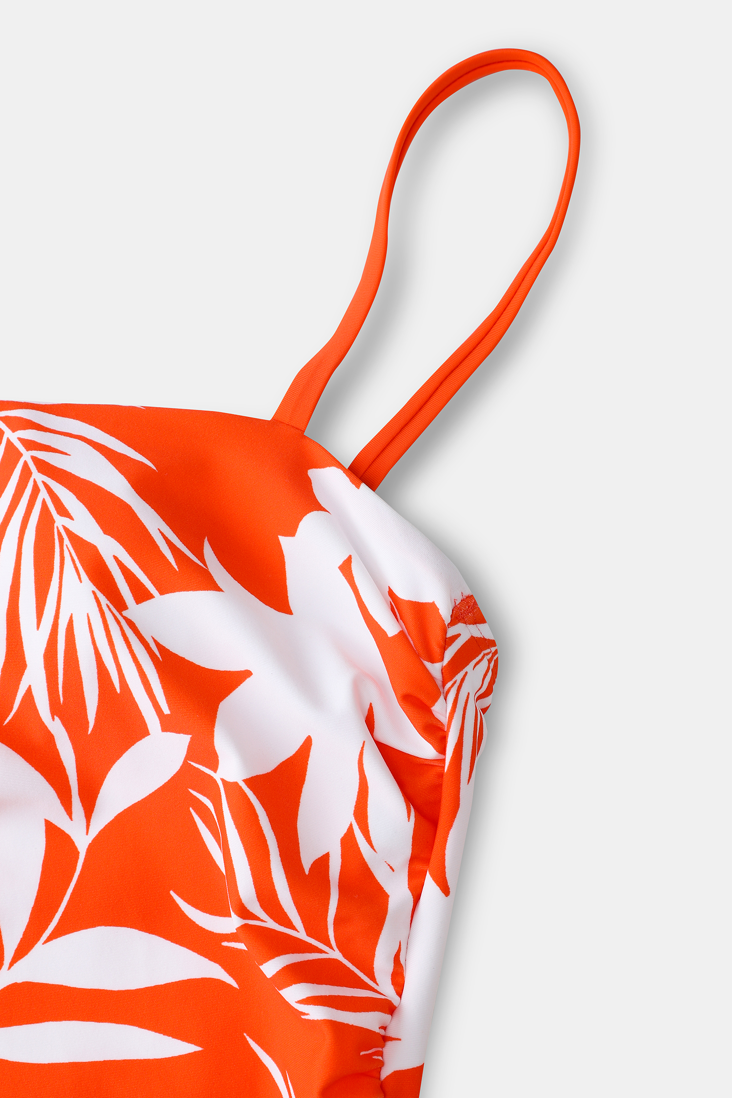 Tropical Floral Print Strappy Back One Piece Swimsuit