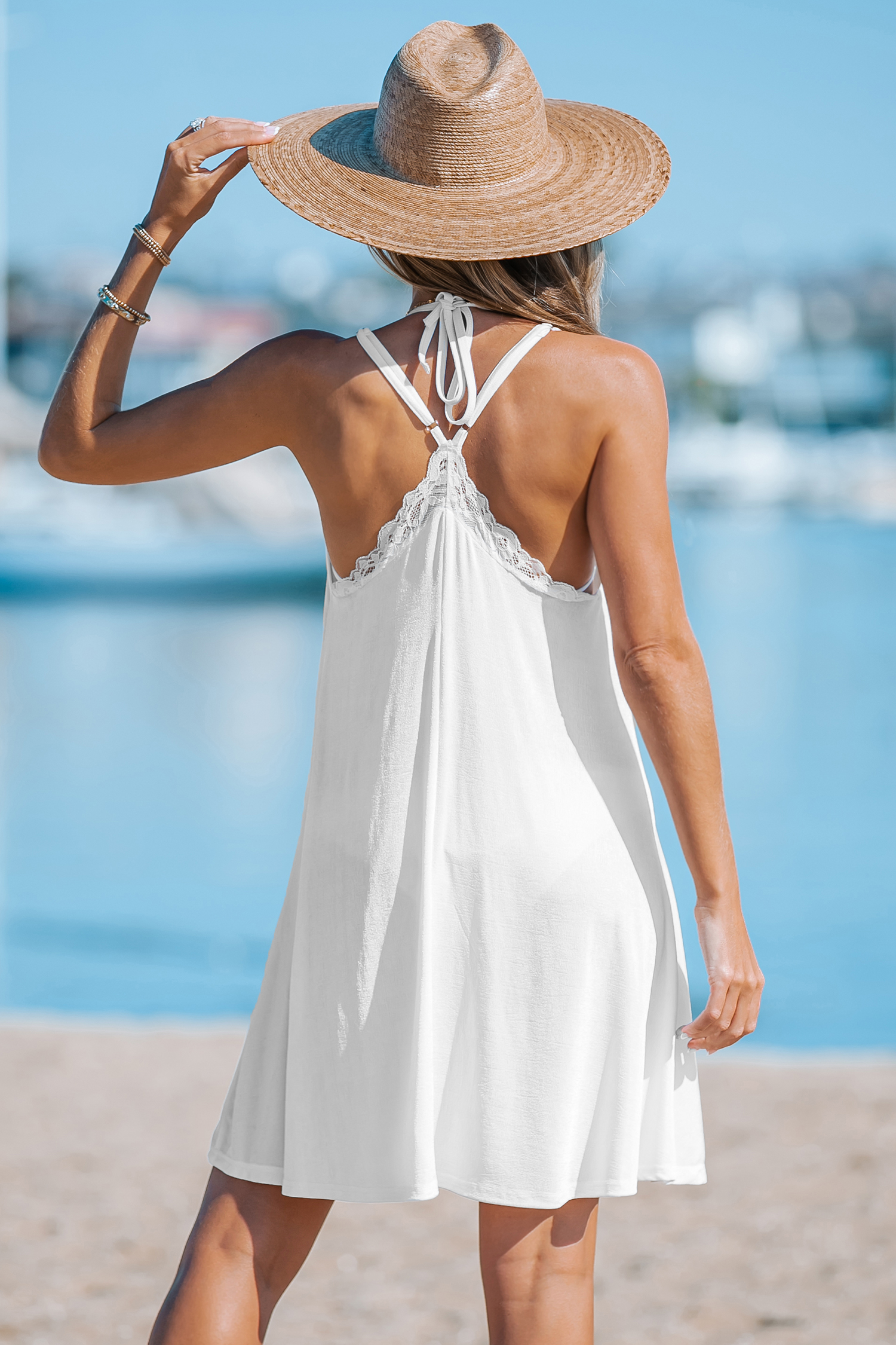 Robe cover up avec col plongeant en dentelle florale-Cupshe France