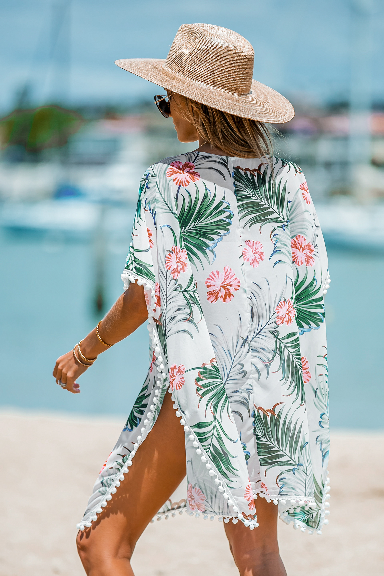Tropical Floral Crochet Tassel Cover Up