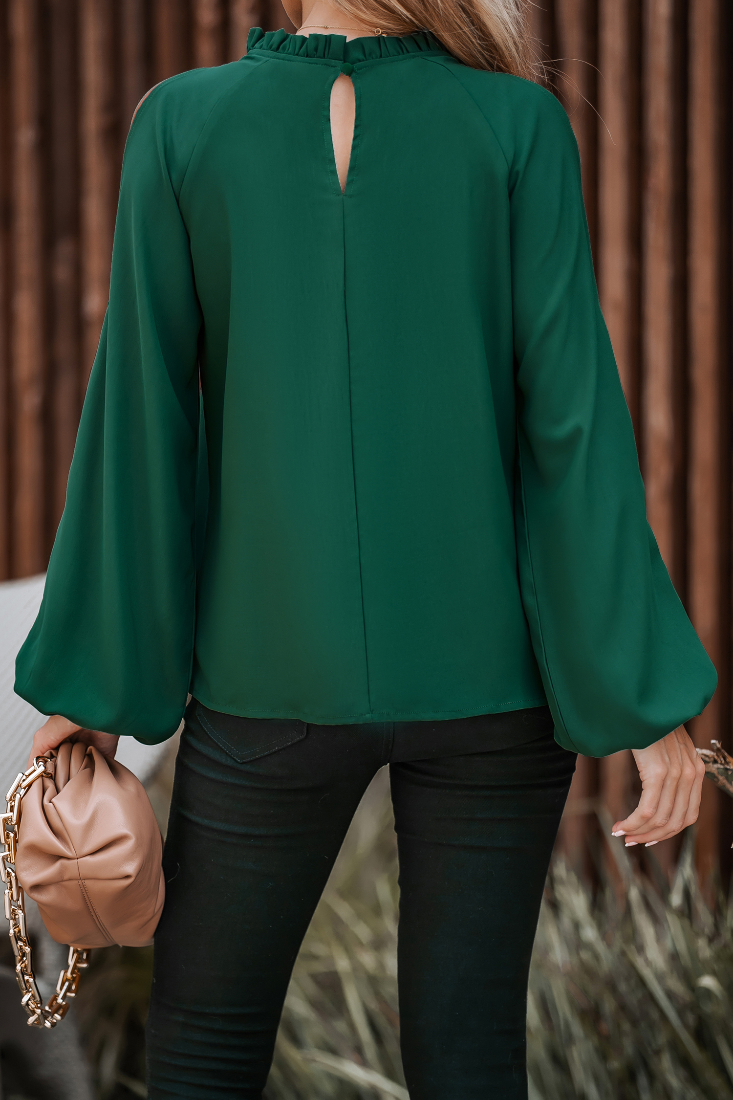 Emerald Green Peasant Sleeve Top