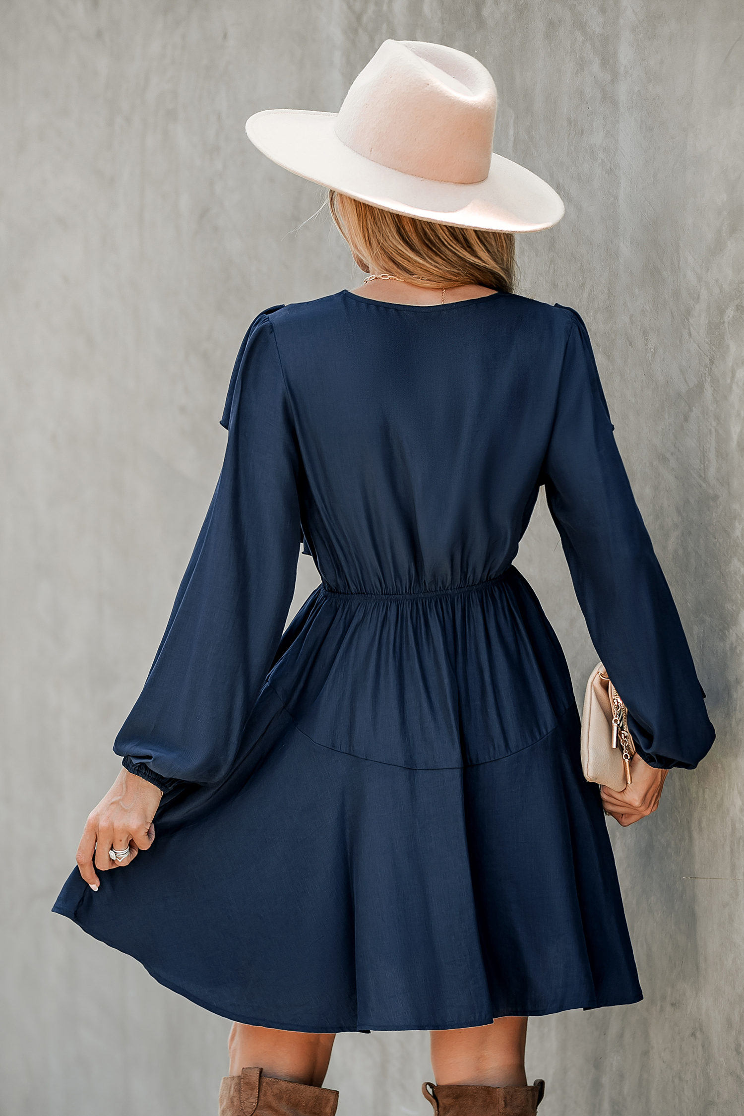 Midnight Blue Ruffled Flowy Dress