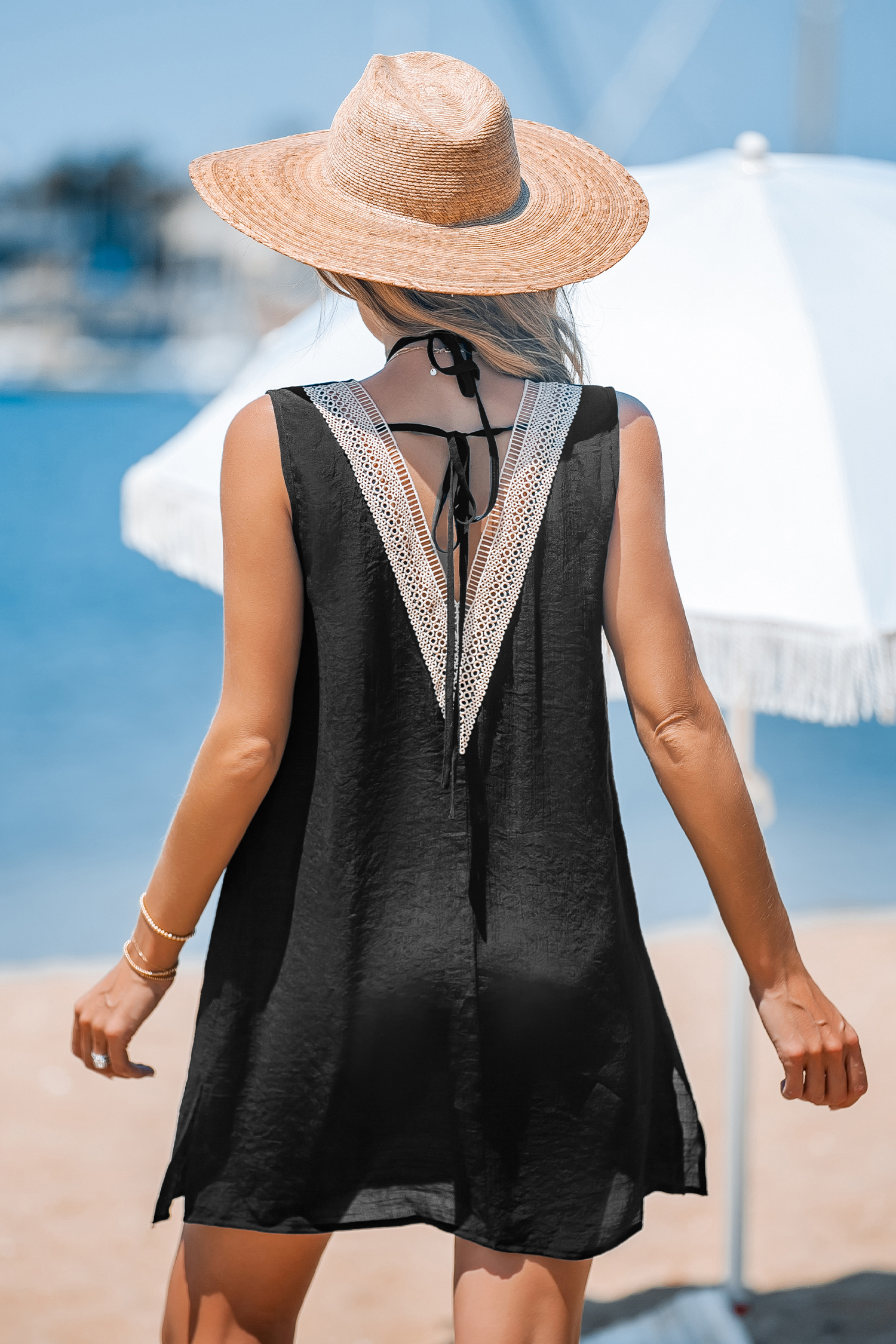 Navy Blue Sleeveless Cover-Up Dress-Cupshe UK