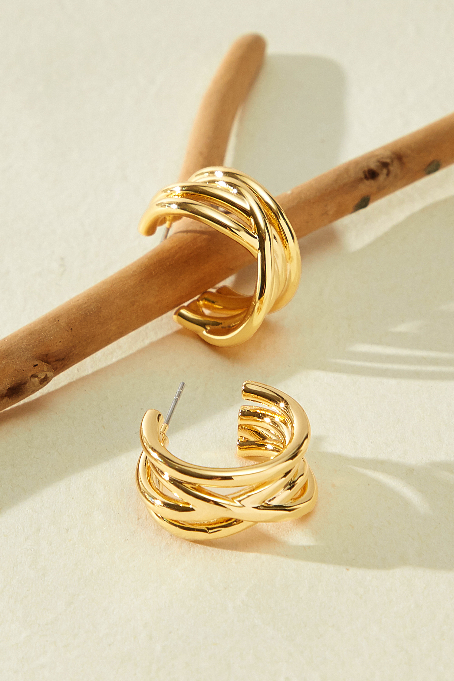 Luxe Hoop Gold-Tone Earrings-Cupshe UK