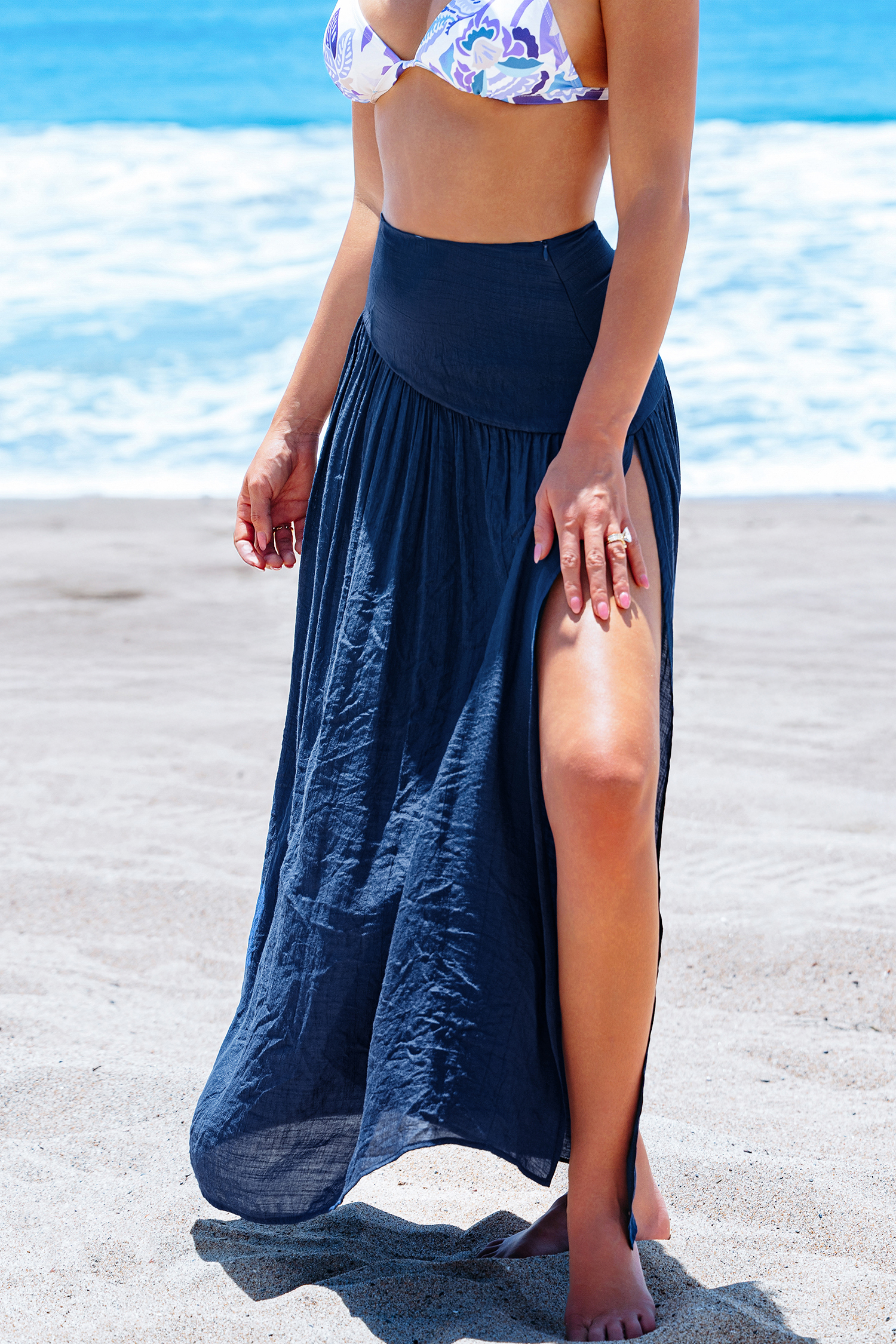 Klassieke lagen blauwe maxi-rok-Cupshe EU